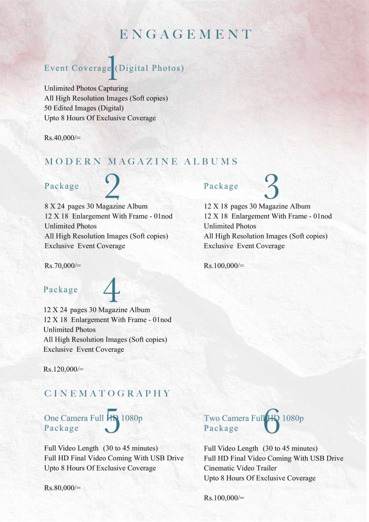 Pricelist 2023 - Editing Table Studio