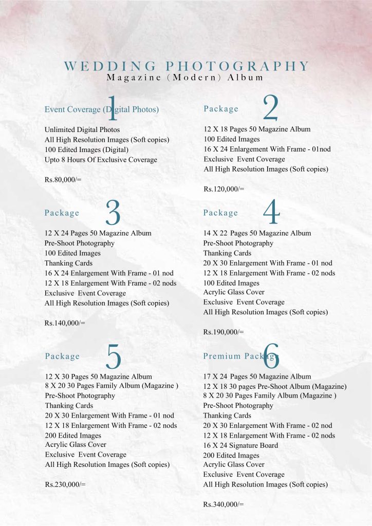 Pricelist 2023 - Editing Table Studio